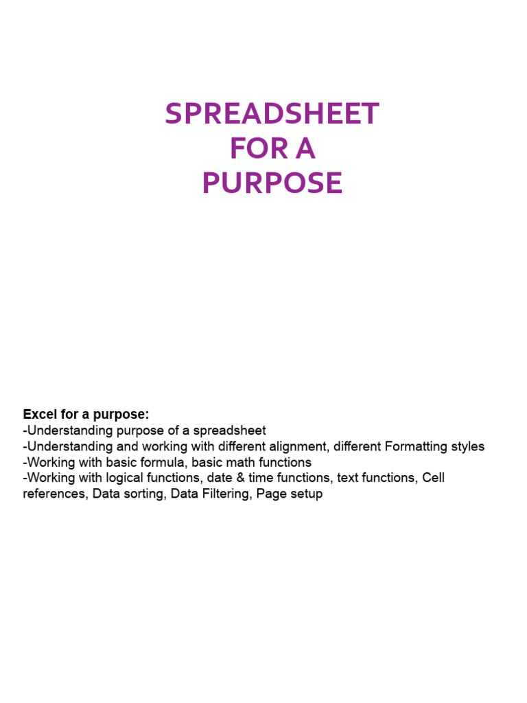 G7 ICT Spreadsheet For A Purpose | PDF | Spreadsheet | Chart