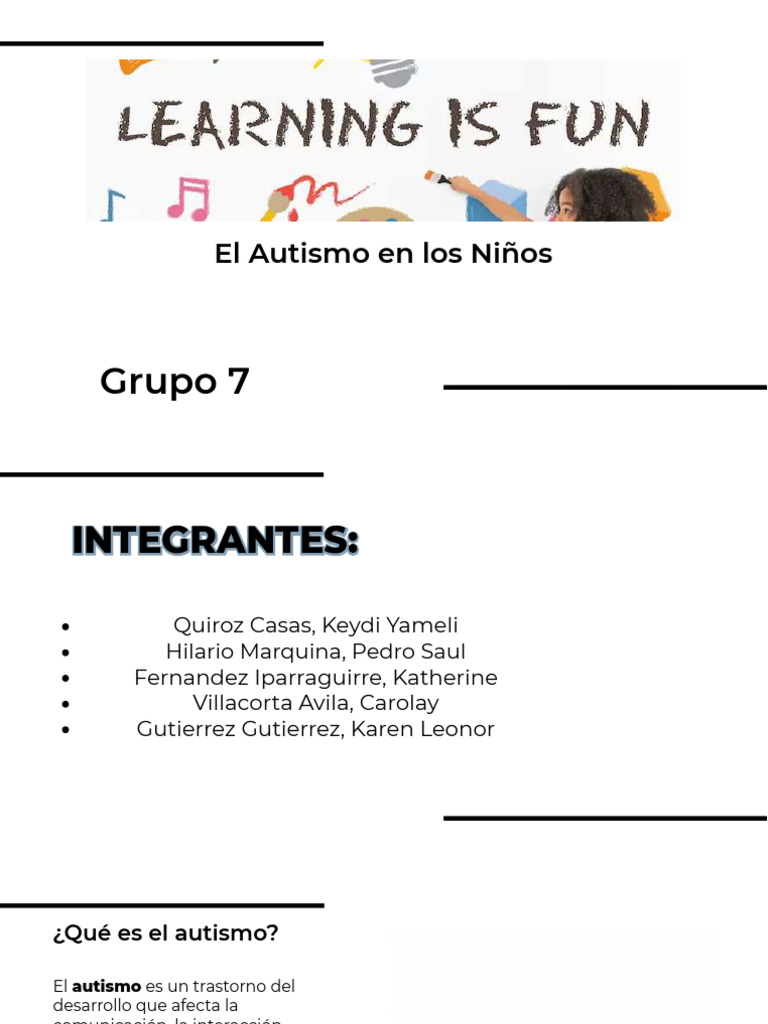 El Autismo-Grupo 7 | PDF | Espectro autista | Sicología