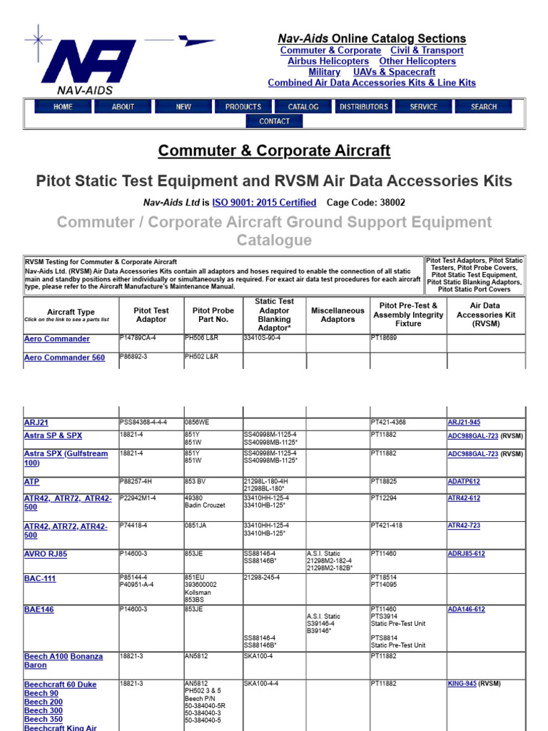 RVSM Air Data Accessories Kits | PDF | Aeronautics | Aircraft ...