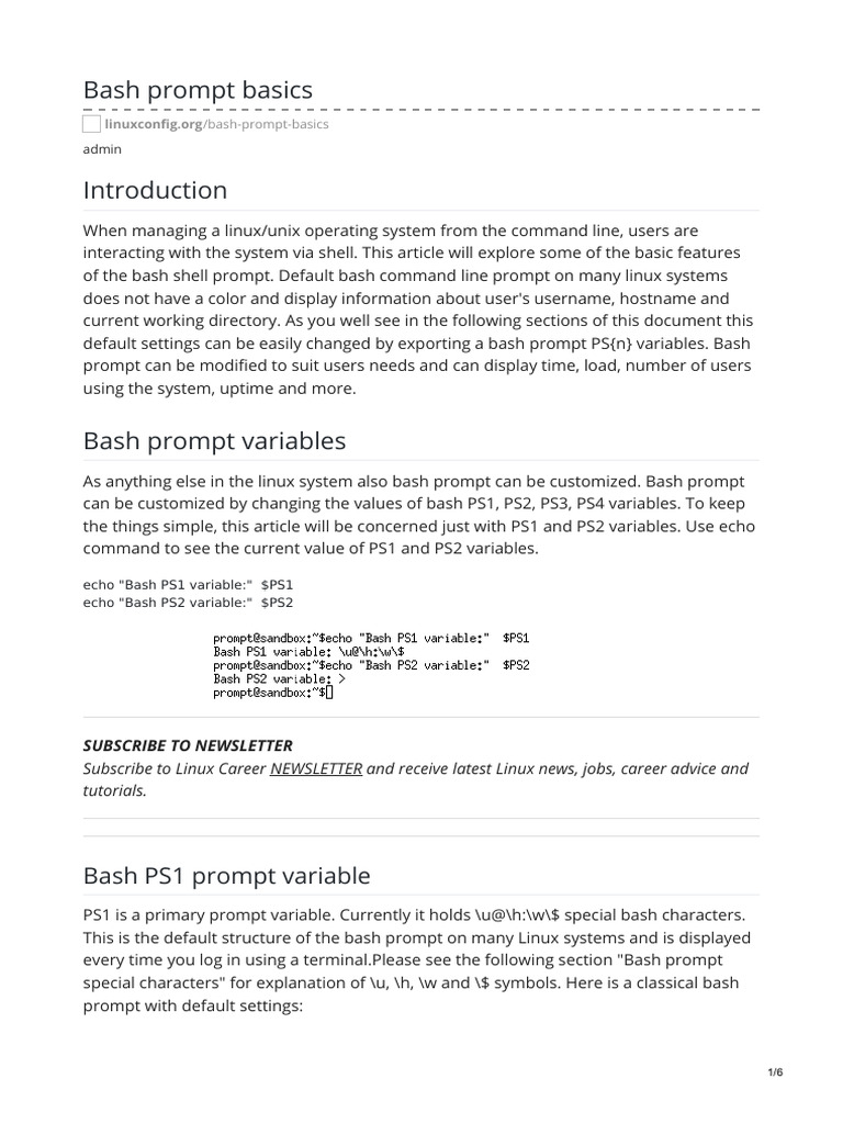 Bash Prompt Basics | PDF | Command Line Interface | Play Station Bash Prompt Basics | PDF | Command Line Interface | Play Station