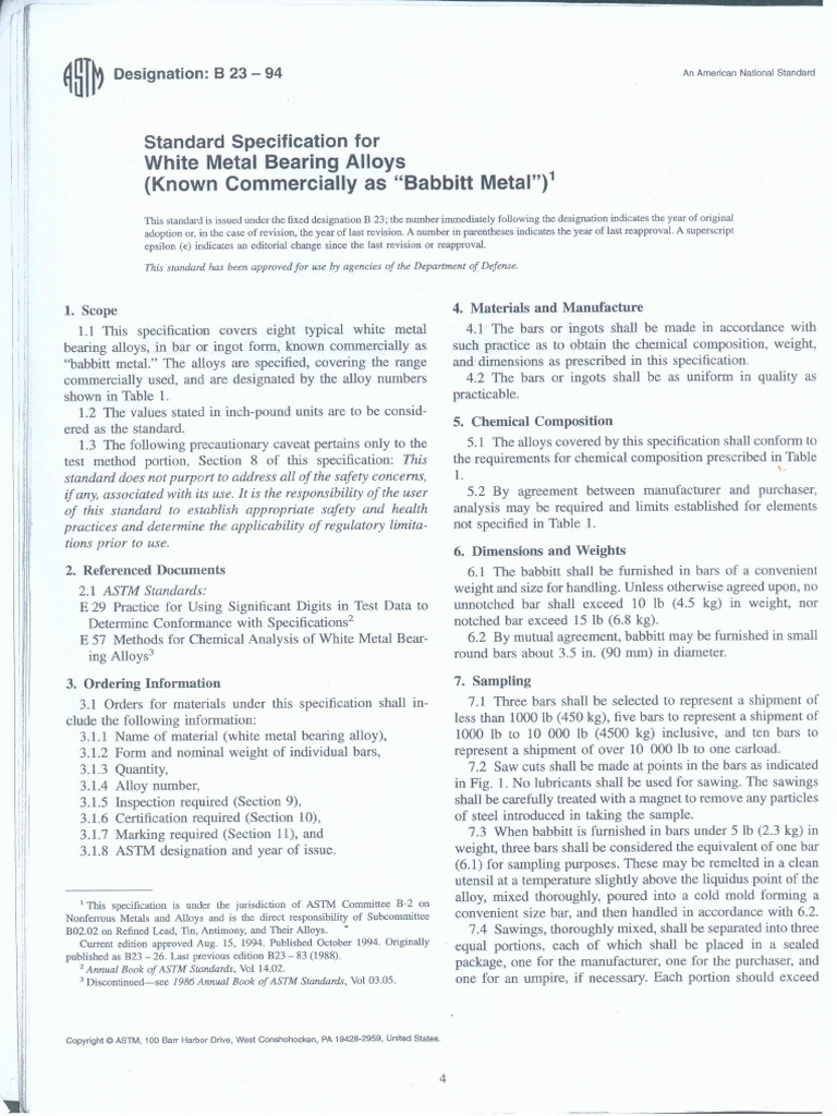 Astm B23 | PDF