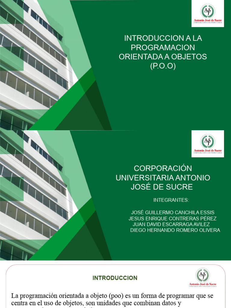 Presentacion de Poo | PDF | Objeto (informática) | Programación orientada a objetos