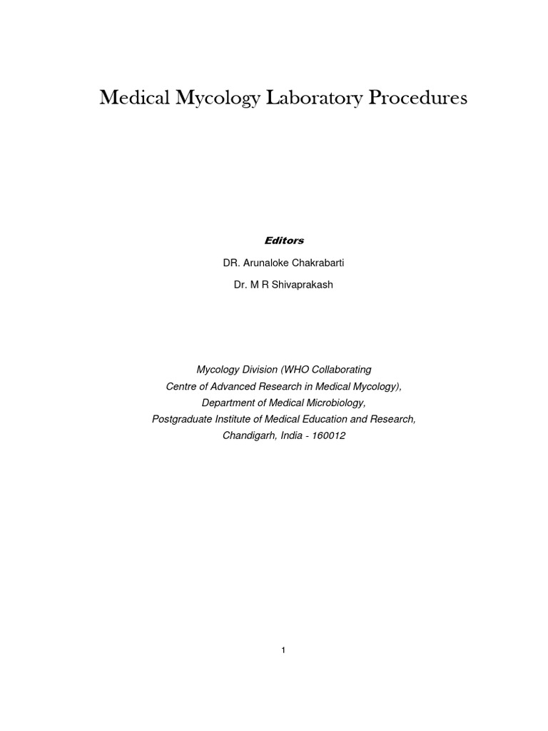 1 Medical Mycology Manual PGIMER | PDF | Fungus | Mycology