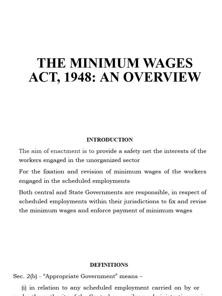 The Minimum Wages Act, 1948 - An Overview 2 | PDF | Cost Of Living | Employment