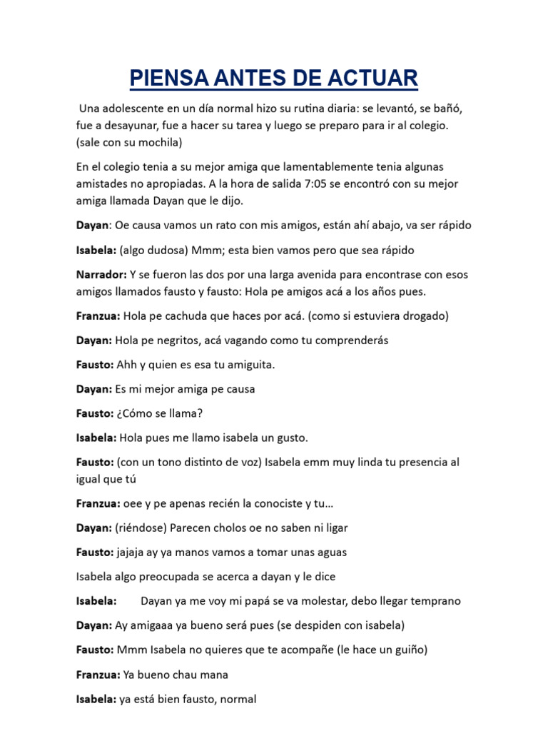 Piensa Antes de Actuar | PDF