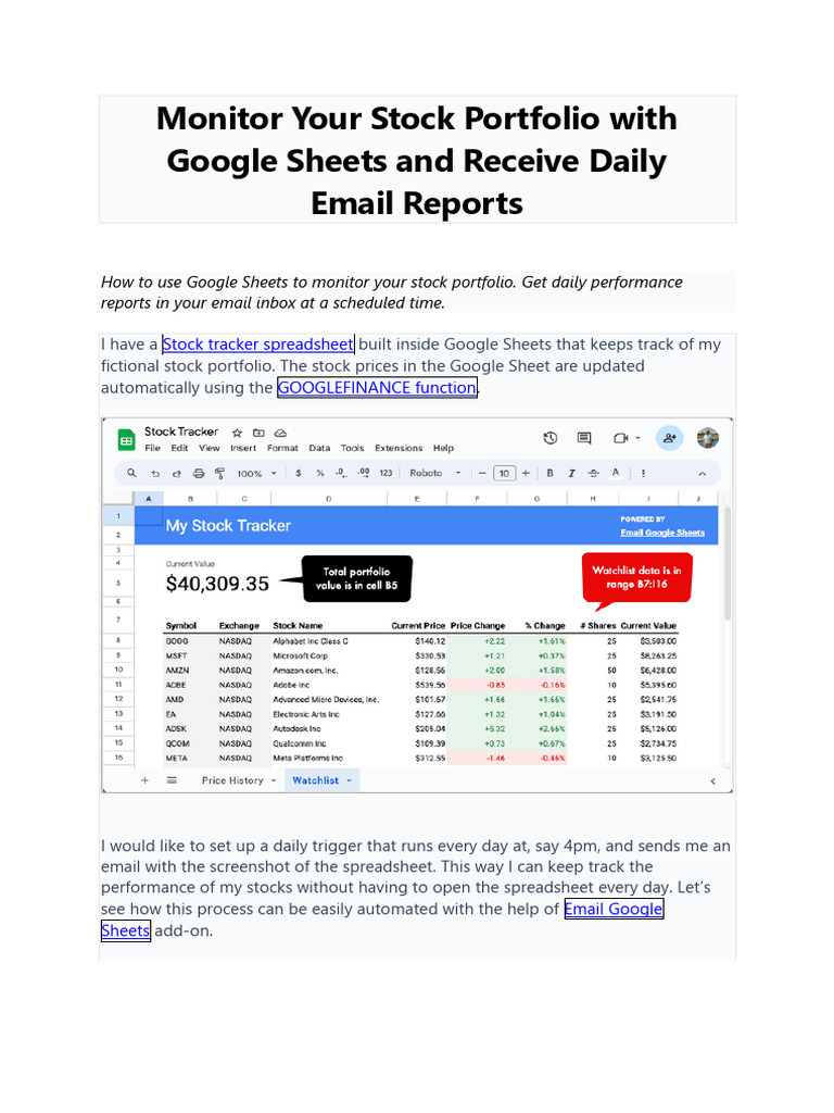 Automate Stock Tracking in Google Sheets | PDF