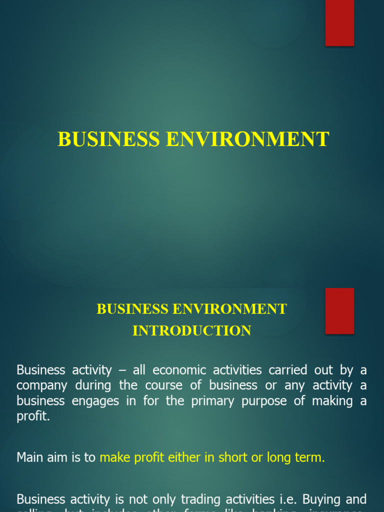 BBA140 - Lecture 1 - Business Environment | PDF | Partnership | Business