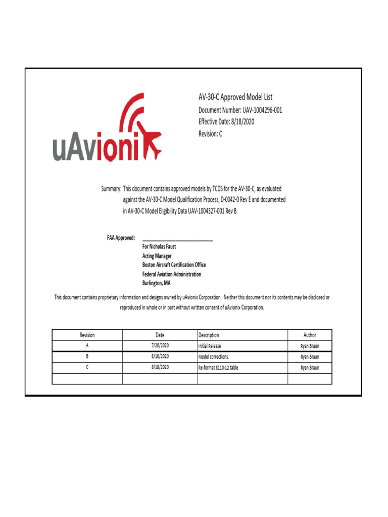 AV-30-C Approved Model List UAV-1004296-001 Rev C | Download Free PDF ...