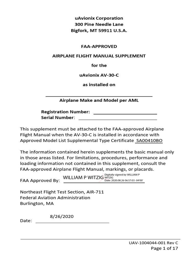 AV-30-C Flight Manual Supplement UAV-1004044-001 Rev C | PDF | Airspeed ...