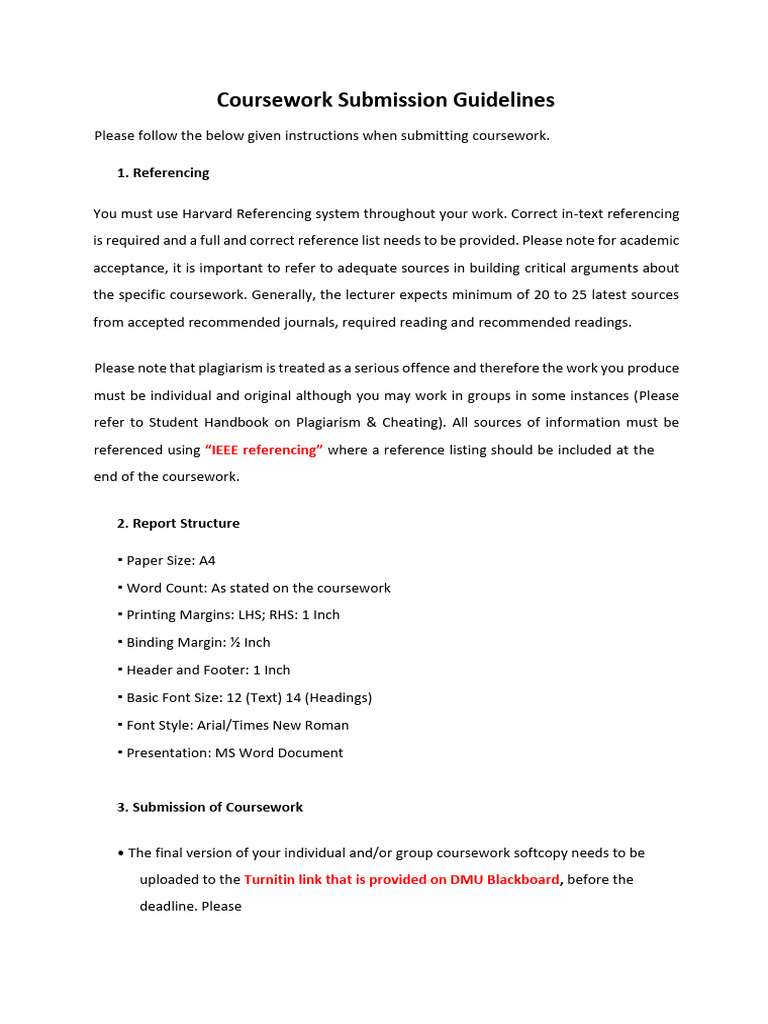 Coursework Submission Guidelines | Download Free PDF | Turnitin | Writing