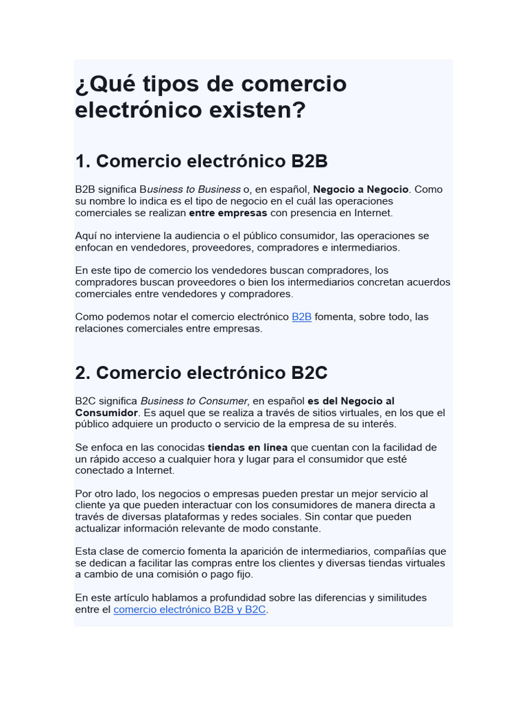 Tipos de Comercio Electrónico | PDF | Comercio electrónico | Comercio