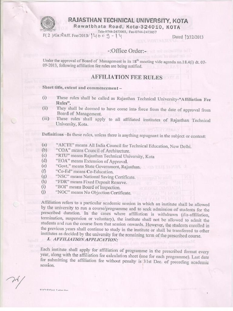 Affiliation-Fee-Rules - 16 12 13 | PDF