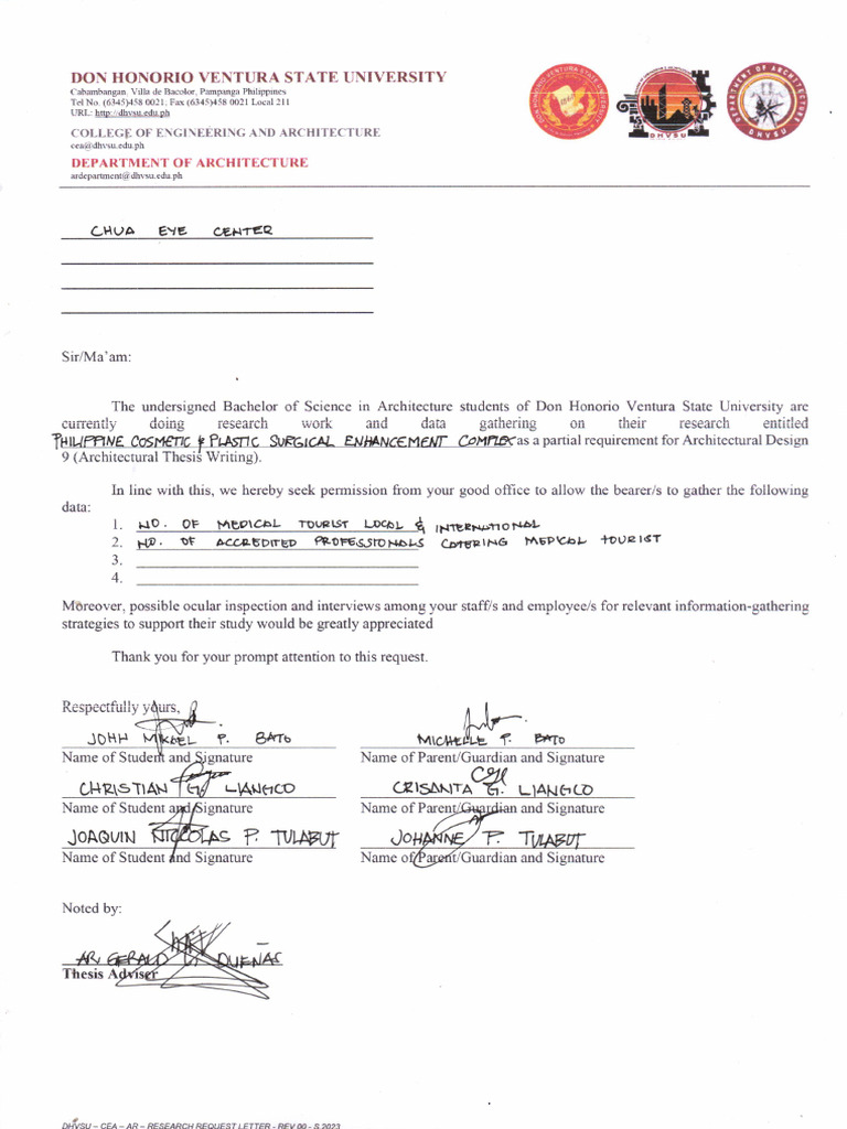 Chua Eye Center Request Letter | PDF