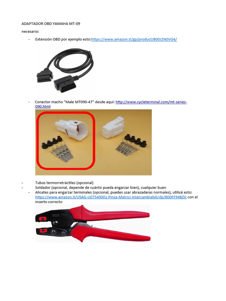 Adaptador OBD YAMAHA MT09 | PDF