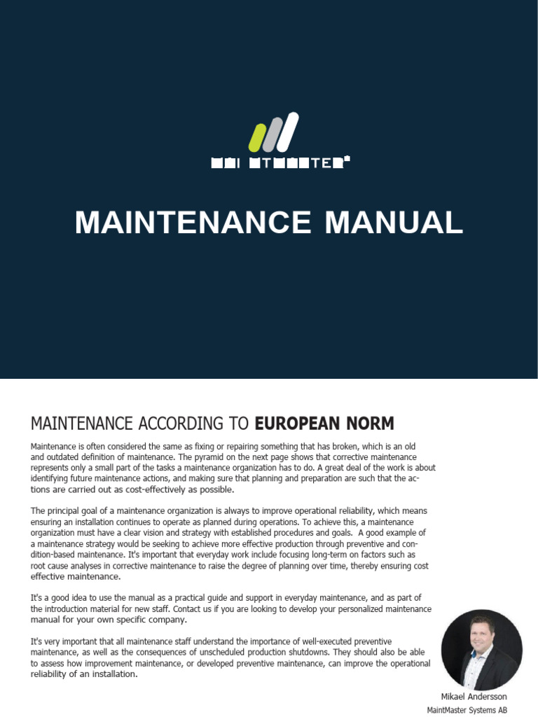 Maintenance-Manual-ENG Sample | PDF | Reliability Engineering | Performance Indicator