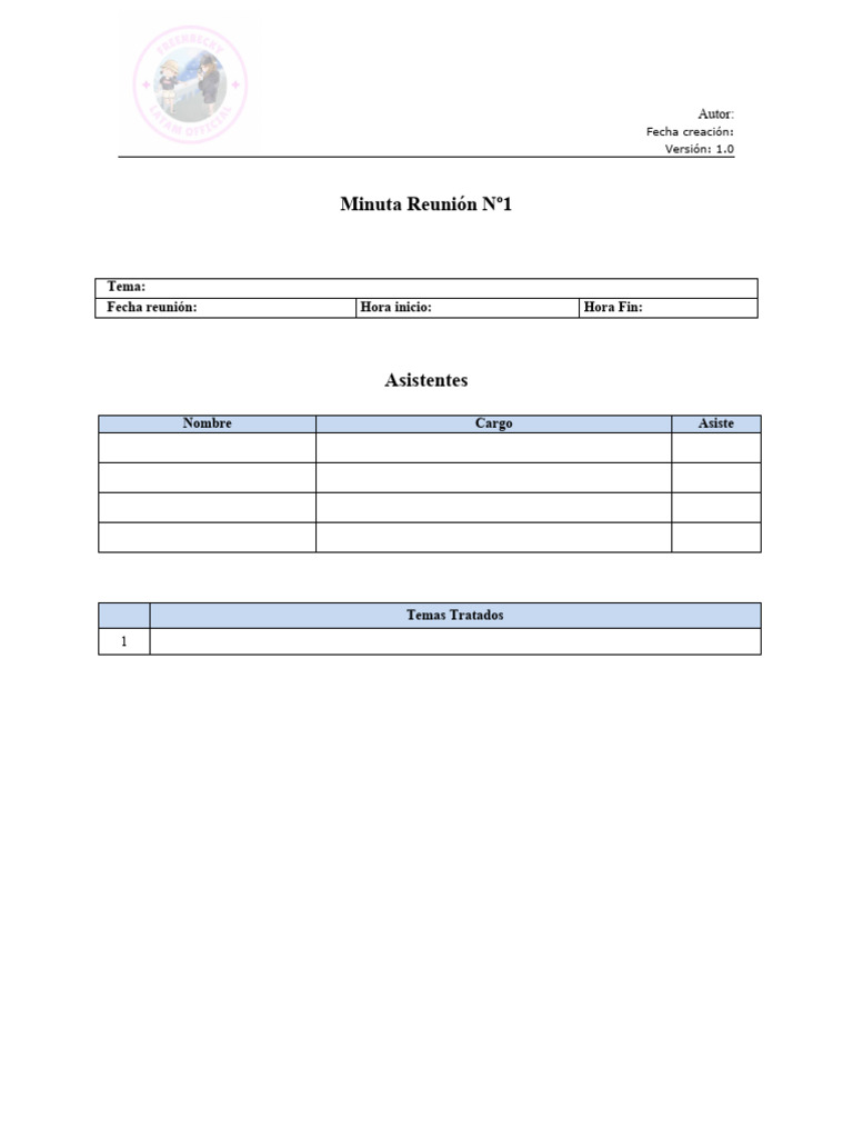 Minutas de Reuniones Actual | PDF