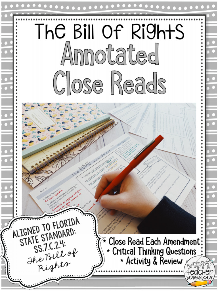 Bill of Rights Close Reading Activity | PDF | Fifth Amendment To The ...