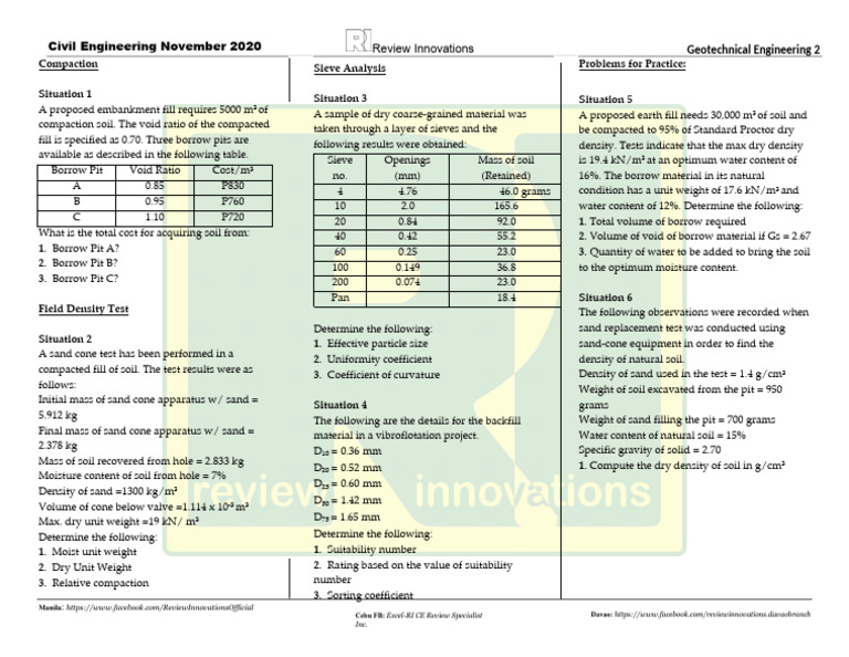Geotechnical Engineering Pdf Density Civil Engineering