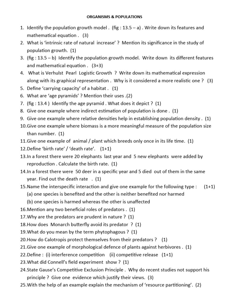Organisms & Population - New Syllabus | PDF | Parasitism | Population