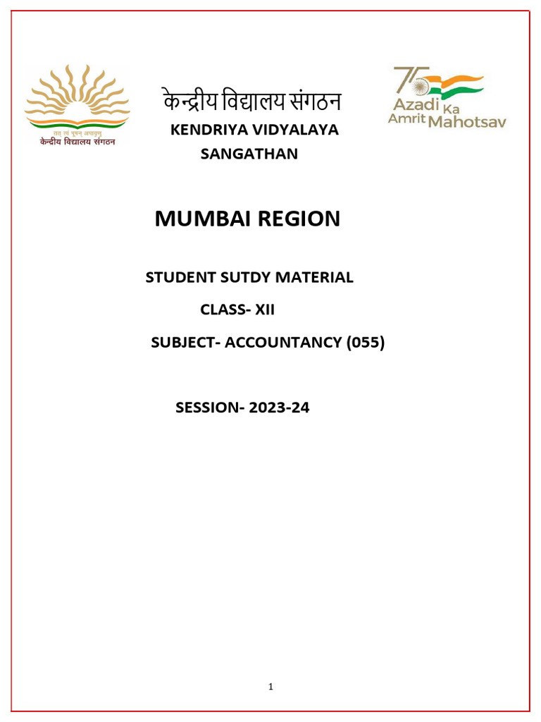 Accountancy 12 KVS Study Material 2024 | PDF | Goodwill (Accounting ...
