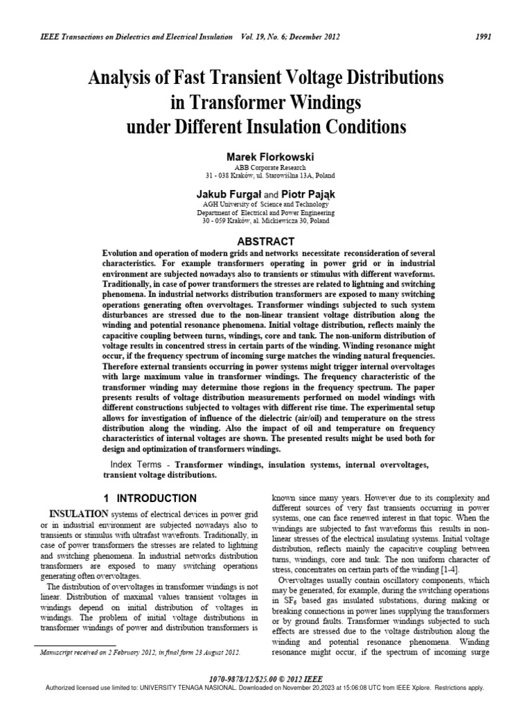 Analysis of Fast Transient Voltage Distributions in Transformer ...