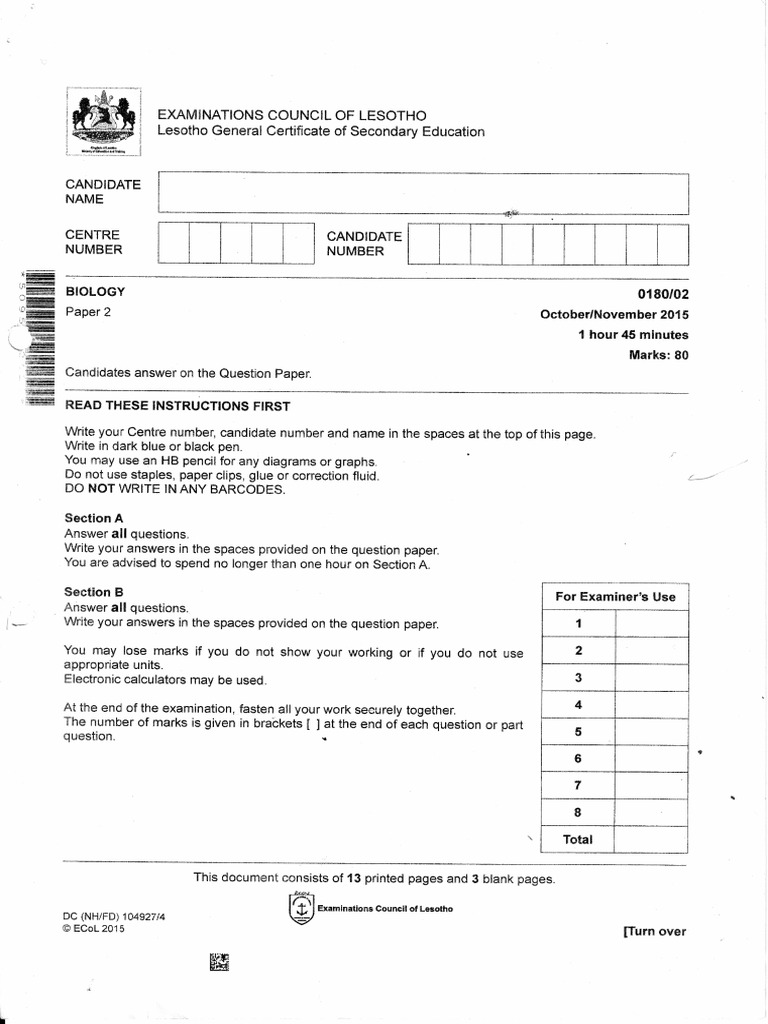 Biology Paper 2 Ecol 2015 | PDF | Genotype | Biology