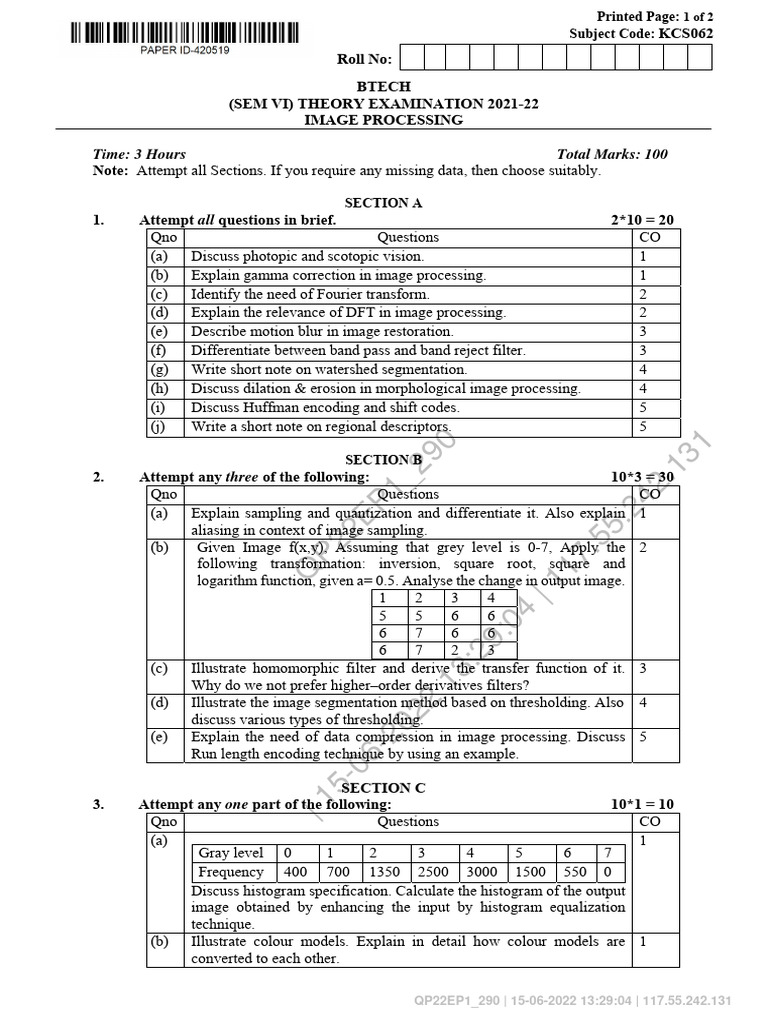 Image Processing KCS062 | PDF | Data Compression | Filter (Signal ...