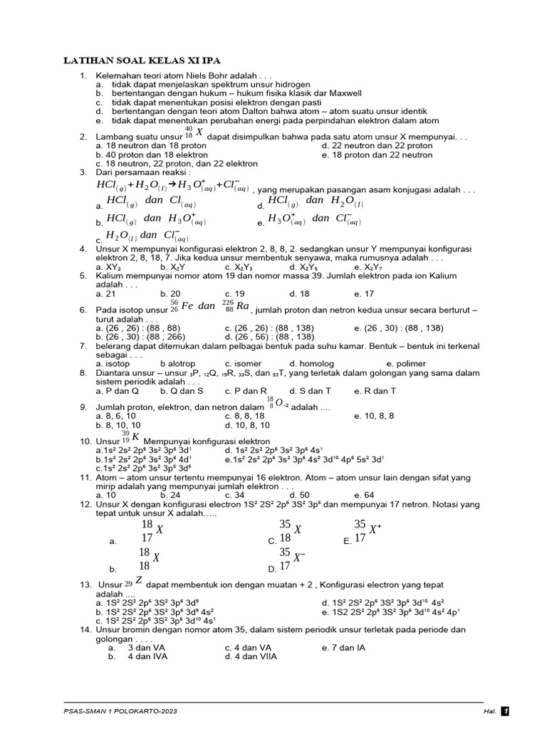 Latihan Soal AAS Kimia Kelas 11 | PDF