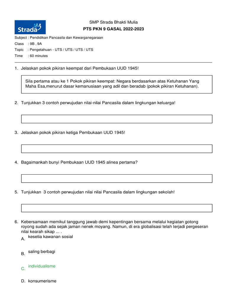 Soal PTS PKN Gasal (LMS) | PDF