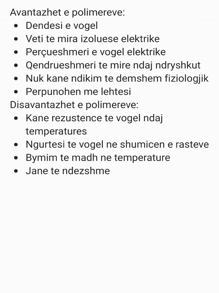 Avantazhet Dhe Disavantazhet e Polimereve | PDF