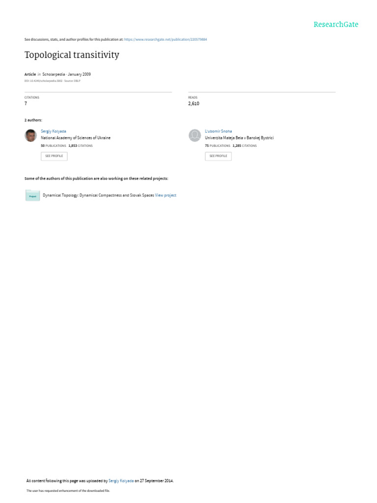 Topological Transitivity | PDF | Dynamical System | Compact Space