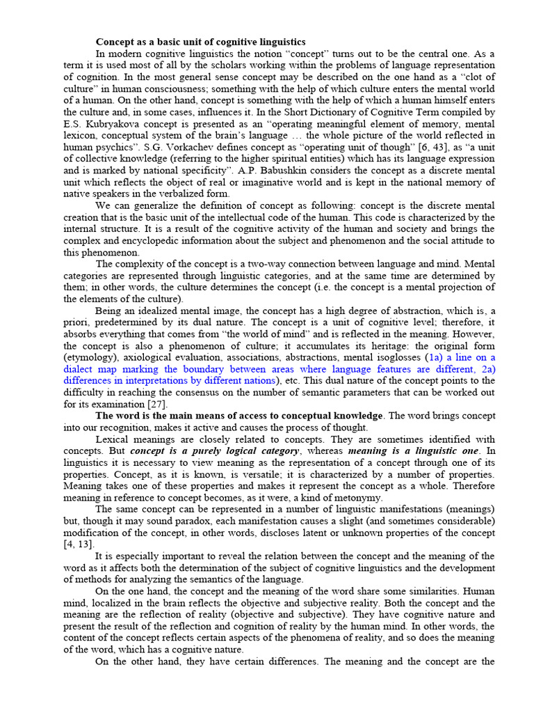 Lektsiia 8 - Concept As A Basic Unit of Cognitive Linguistics | PDF ...