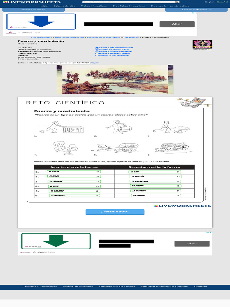 Ficha Interactiva de Fuerza y Movimiento | PDF | Software | Sitios web