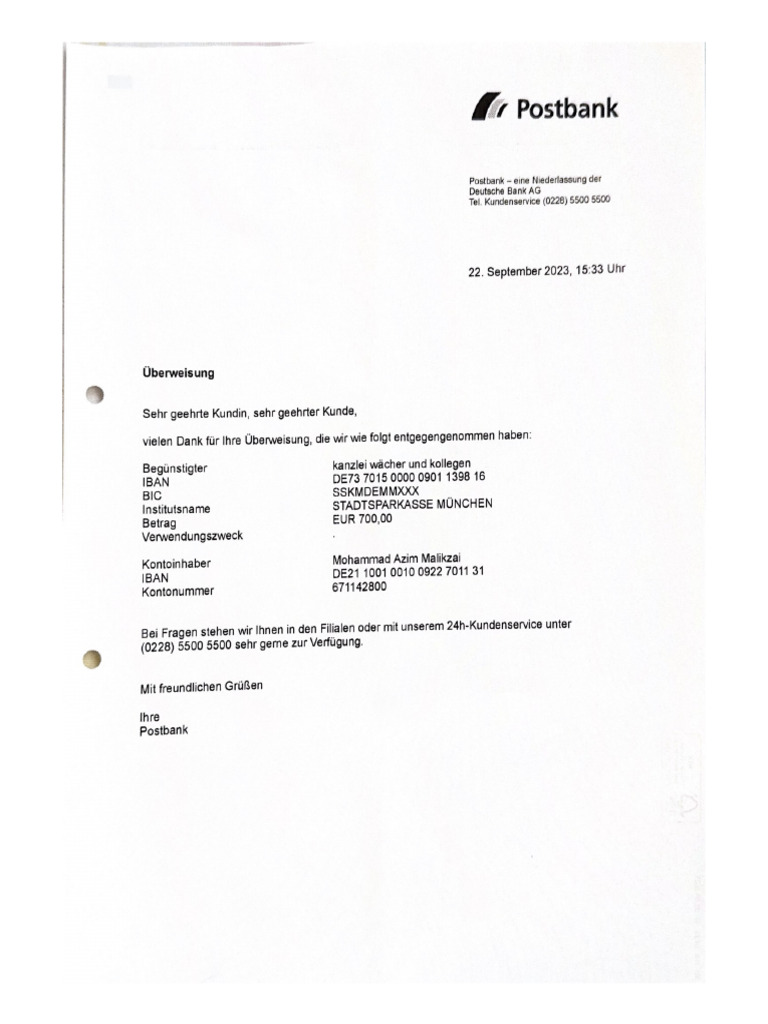 Postbank - Eine Niederlassung Der | PDF