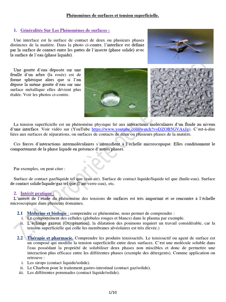 5 Tensions de Surfaces-1-1 | PDF | Tension superficielle | Goutte ...