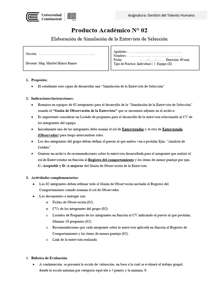 Producto Académico 02 - Simulacro de Entrevista | PDF