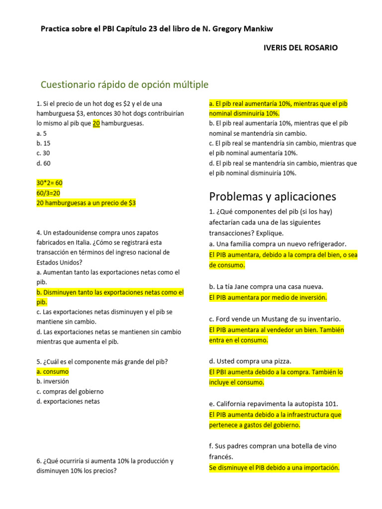 Práctica Sobre El PBI Nociones de Economia | PDF | Producto Interno Bruto | Economias
