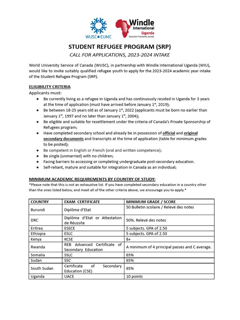 SRP Uganda Call For Applications 2023 2024 English FINAL | PDF ...