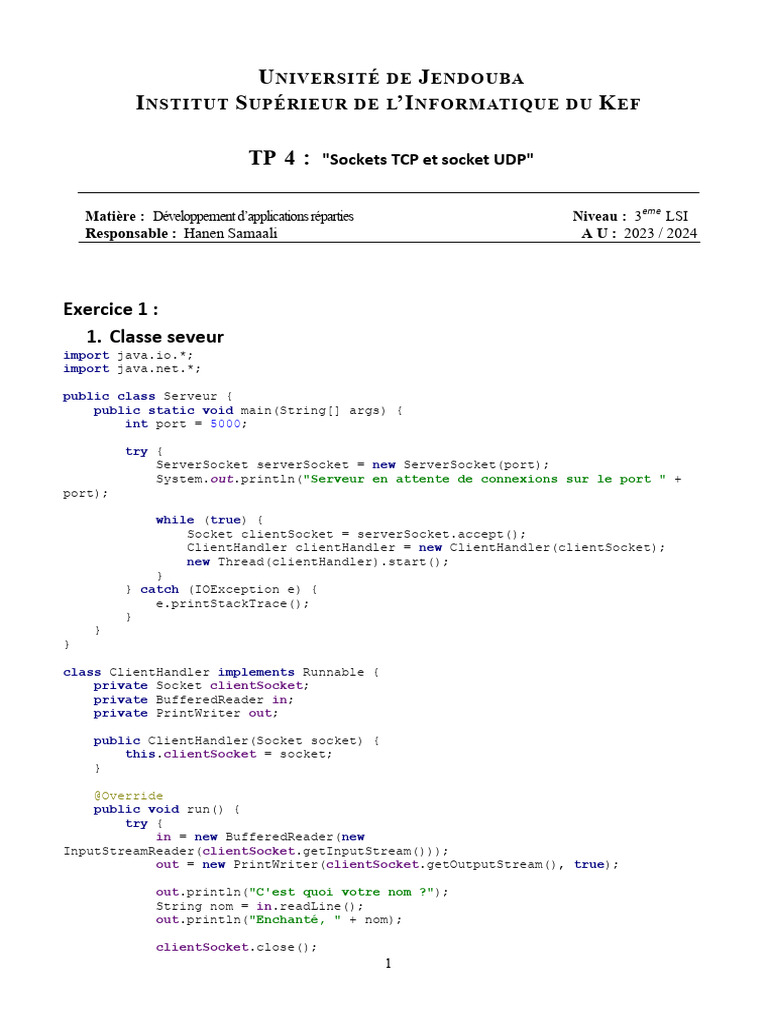 Correction TP4 | PDF | Network Socket | Networking Standards
