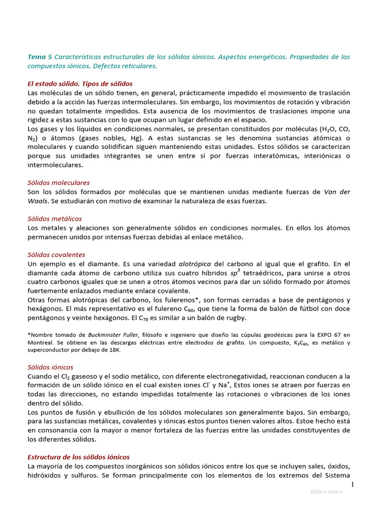 Estructura y Propiedades de Sólidos Iónicos | PDF | Compuestos químicos | Moléculas