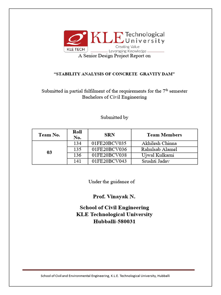 Team 3 Report SDP | PDF | Dam | Concrete