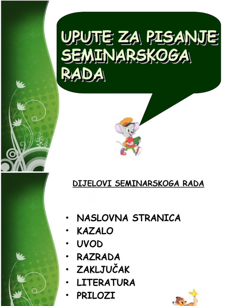 Upute Za Pisanje Seminarskoga Rada | PDF