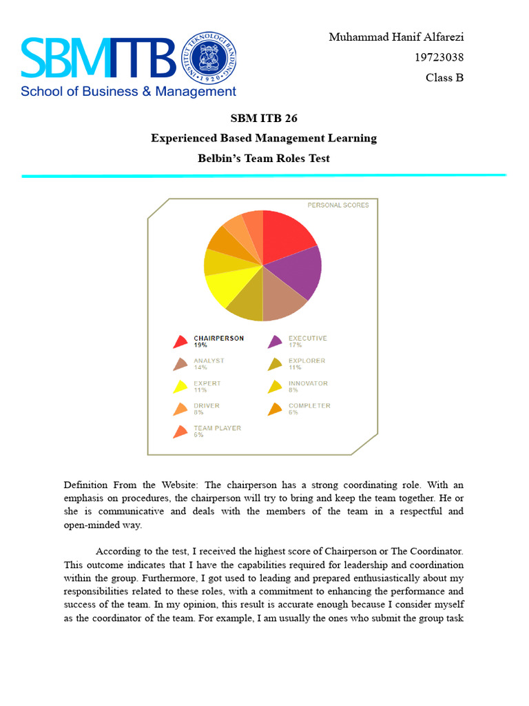 Belbin Test: Coordinator Role Insights | PDF | Learning | Cognition