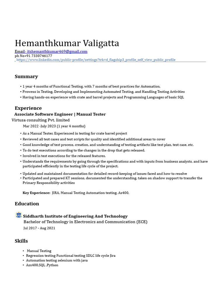 Hemanth Resume - 1 | PDF | Technology & Engineering