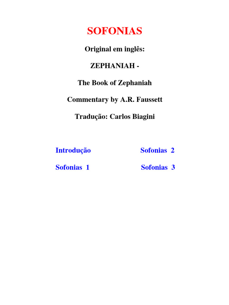 Comentário sobre o Livro de Sofonias | PDF | Filisteus | Idolatria