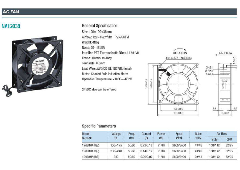 Ficha Tecnica de Ventilador | PDF