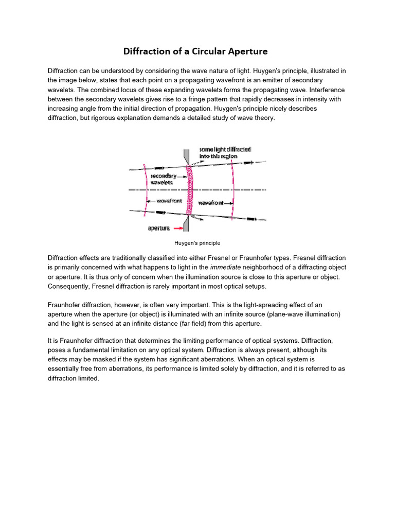 Diffraction Of A Circular Aperture Pdf Diffraction Electrodynamics