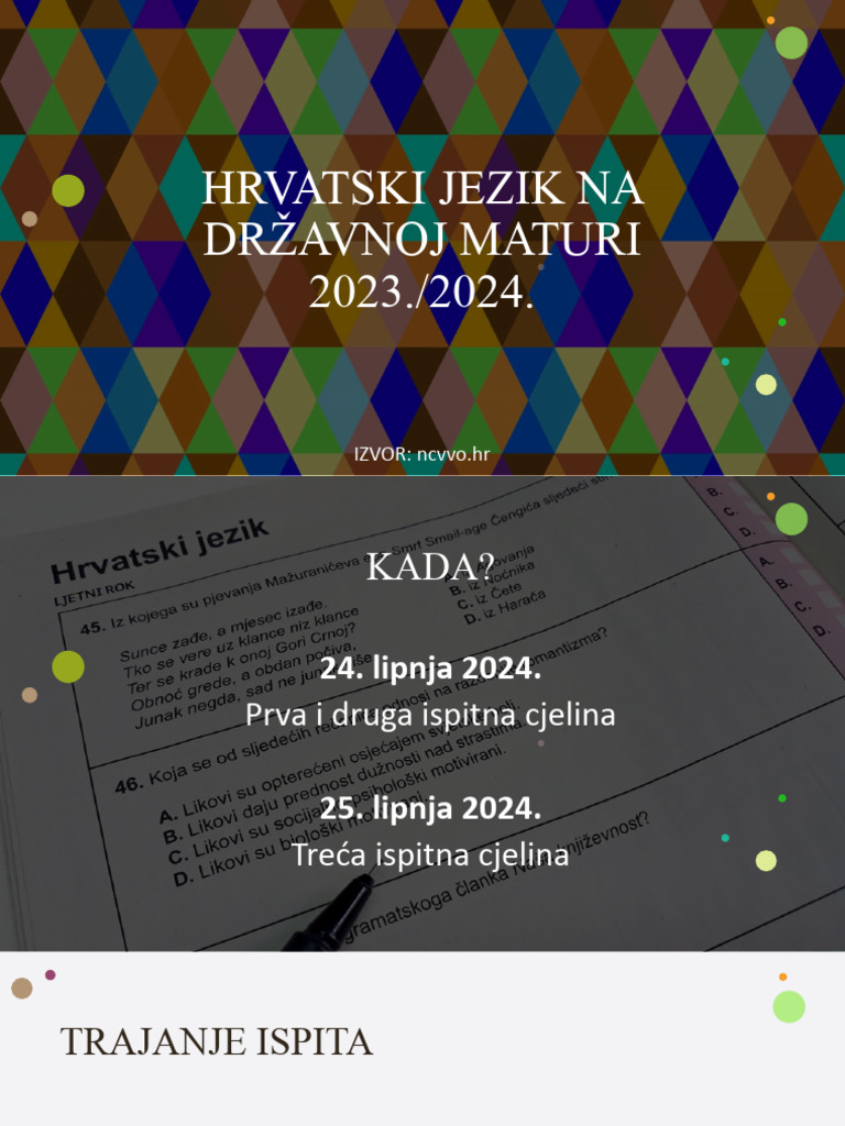Hrvatski Na Državnoj Maturi 2024 | PDF