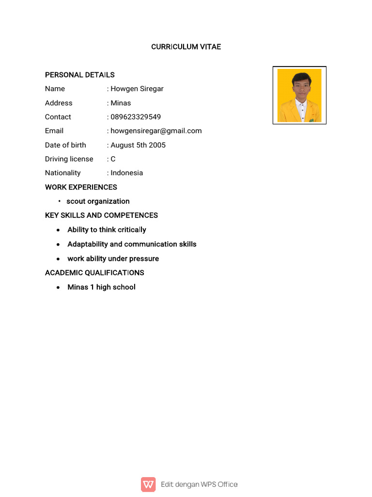 Curriculum Vitae Howgen | PDF