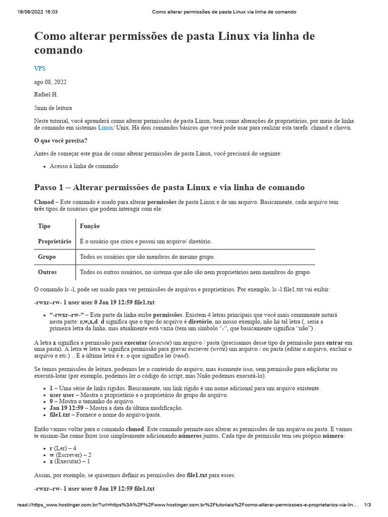 Como alterar permissões de pasta Linux via linha de comando | PDF ... Como alterar permissões de pasta Linux via linha de comando | PDF ...